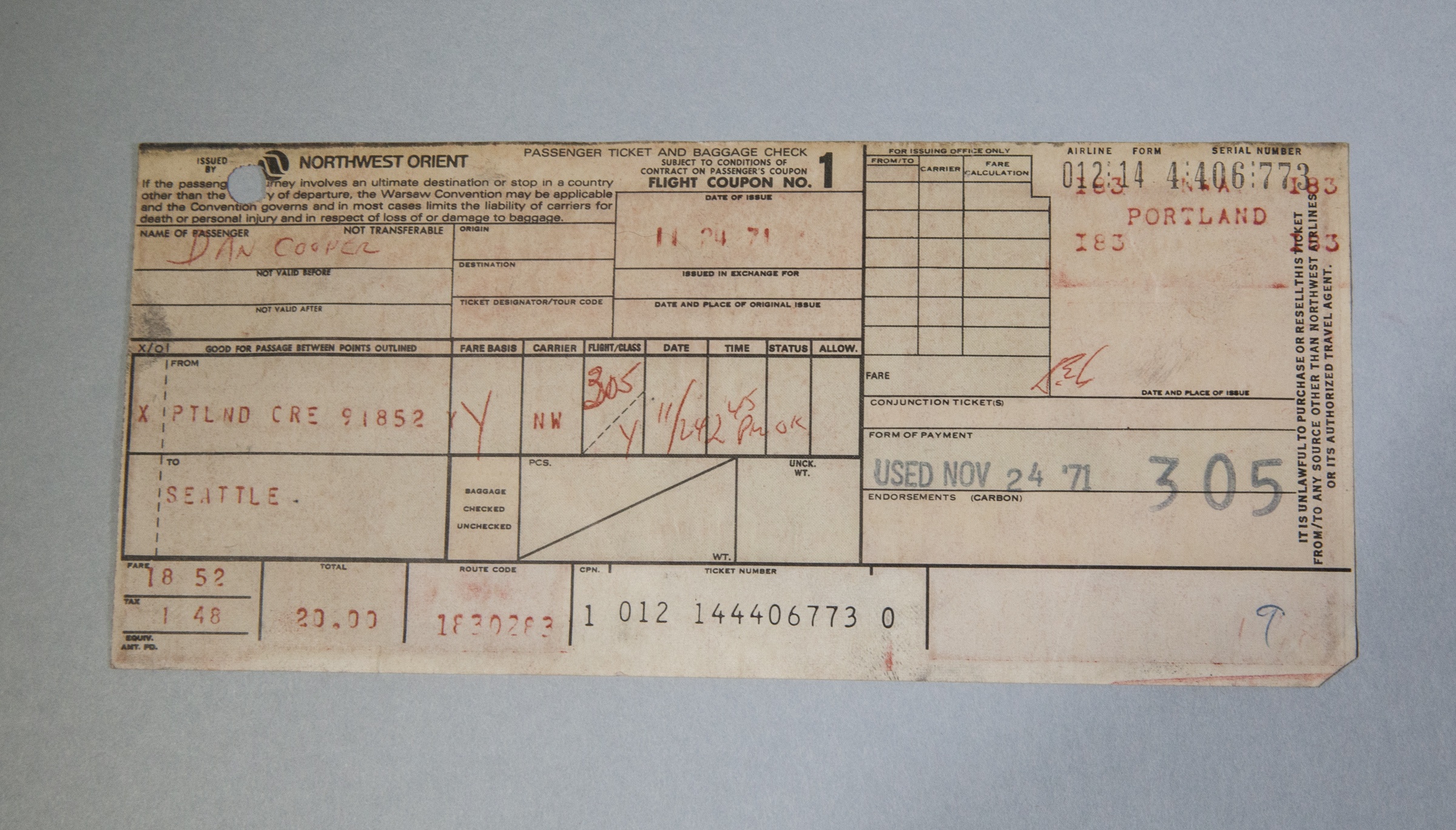 D. B. Cooper stole a plane in the USA in 1971 and was not caught ...
